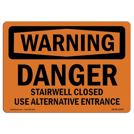 Signmission Safety Sign, OSHA WARNING, 7" Height, Danger Stairwell ...