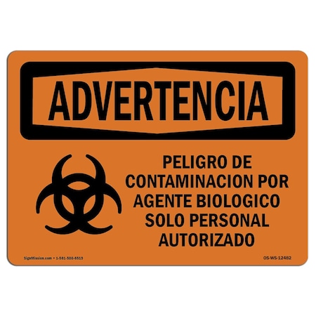 Signmission OSHA Warning Sign, 18" Height, 24" Width, Biohazard ...