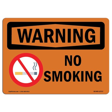 Signmission OSHA WARNING Sign, No Smoking, 24in X 18in Decal, 18" W, 24 ...