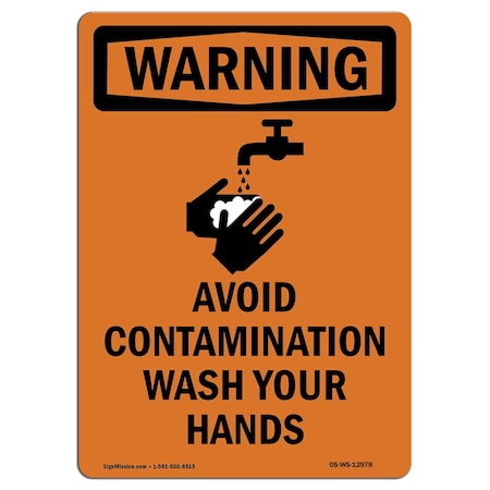 Signmission OSHA WARNING Sign, Avoid Contamination W/ Symbol, 14in X ...