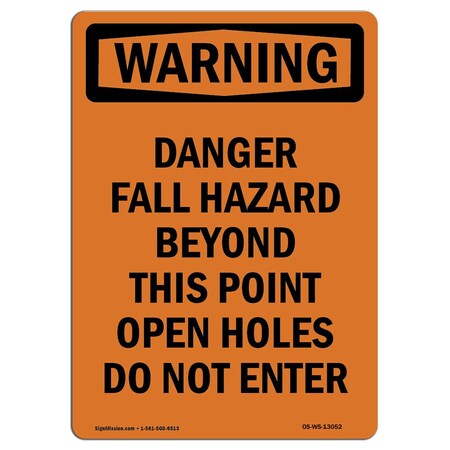 Signmission OSHA WARNING Sign, Danger Fall Hazard Beyond This, 10in X ...