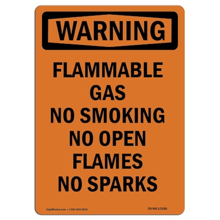 Signmission OSHA WARNING Sign, Flammable Gas No Smoking No Open, 14in X ...