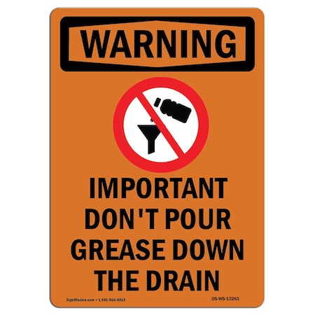 Signmission Safety Sign, OSHA WARNING, 14" Height, Rigid Plastic ...