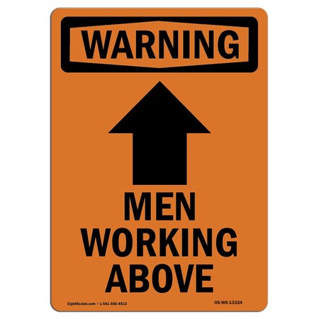 Signmission OSHA WARNING Sign, Men Working Above W/ Symbol, 14in X 10in ...