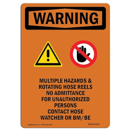Signmission Safety Sign, OSHA WARNING, 14" Height, Rigid Plastic ...