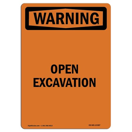 Signmission OSHA WARNING Sign, Open Excavation, 24in X 18in Rigid ...