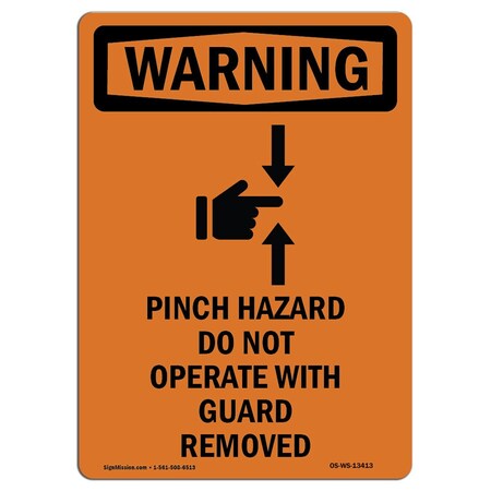 Signmission OSHA WARNING Sign, Pinch Hazard Do Not W/ Symbol, 14in X ...
