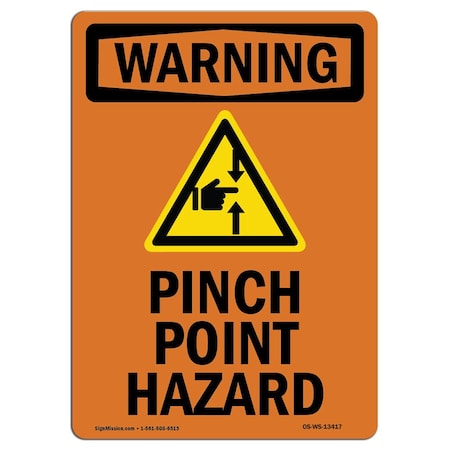 Signmission OSHA WARNING Sign, Pinch Point Hazard, 10in X 7in Decal, 7 ...