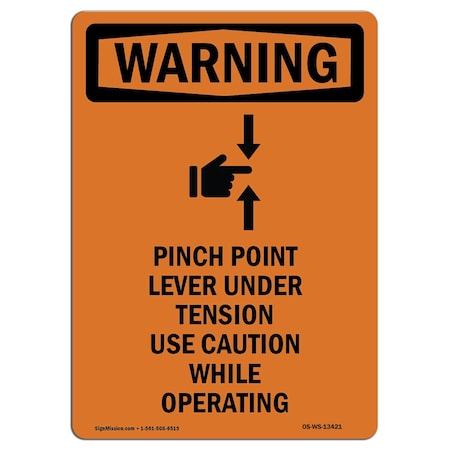 Signmission OSHA WARNING Sign, Pinch Point Lever W/ Symbol, 24in X 18in ...