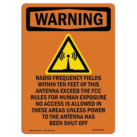 Signmission Safety Sign, OSHA WARNING, 7" Height, Radio Frequency ...