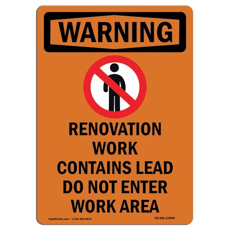 Signmission Safety Sign, OSHA WARNING, 10" Height, Renovation Work ...