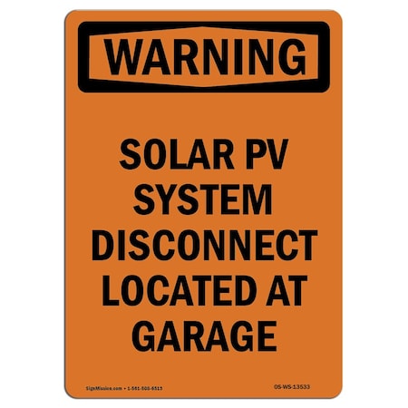 Signmission Safety Sign, OSHA WARNING, 7" Height, Solar PV System ...