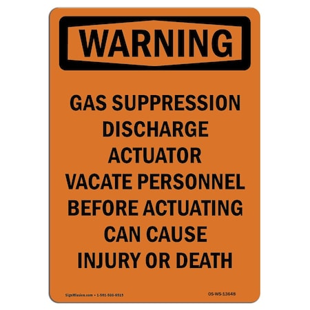 Signmission Safety Sign, OSHA WARNING, 24" Height, Rigid Plastic, Gas ...