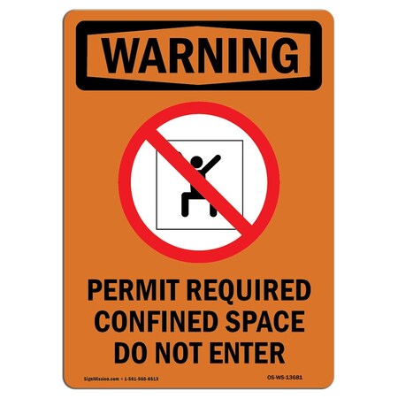 Signmission OSHA WARNING Sign, Permit Required W/ Symbol, 18in X 12in ...