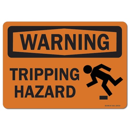 Signmission OSHA Warning Sign, Tripping Hazard W/ Graphic, 14in X 10in ...
