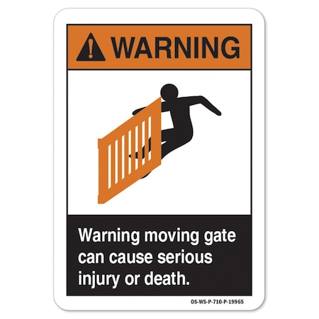 Signmission ANSI Warning Sign, Warning Moving Gate, 24in X 18in Decal ...