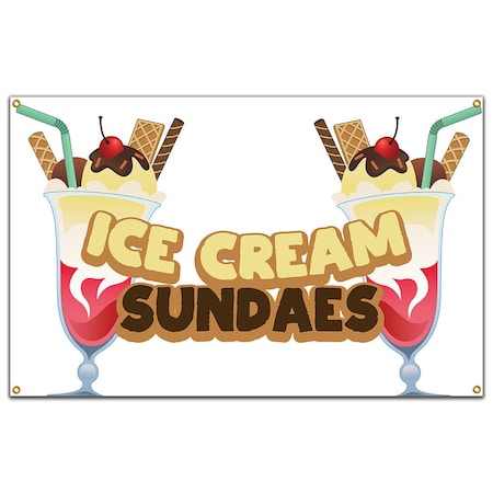 Signmission Ice Cream Sundaes Banner Concession Stand Food Truck Single ...