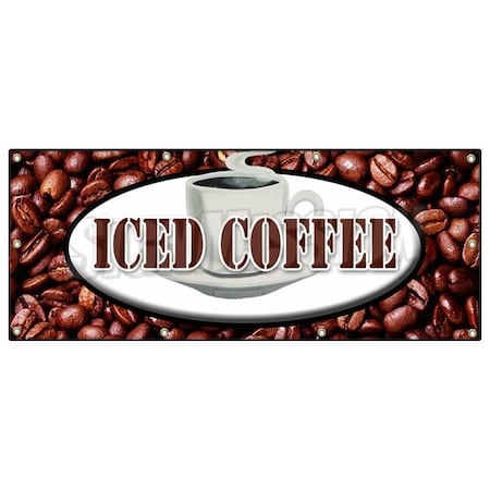 Signmission ICED COFFEE BANNER SIGN fresh brewed cold ice latte mocha ...