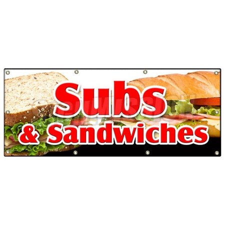 Signmission SUBS & SANDWICHES BANNER SIGN hero hoagie huge homemade ...