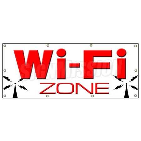 Signmission WI-FI ZONE BANNER SIGN wifi internet cafe hotspot signs ...
