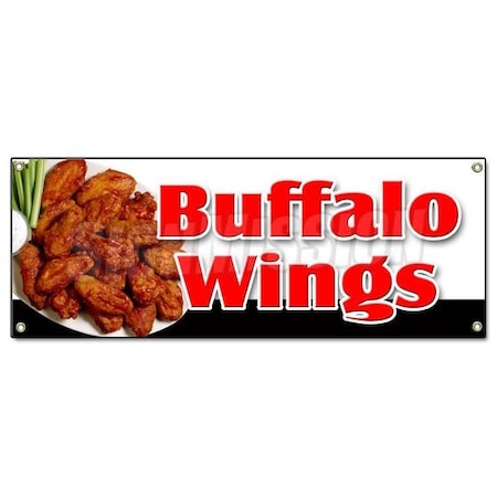 Signmission BUFFALO WINGS BANNER SIGN hot wings spicy bone wing sauce ...
