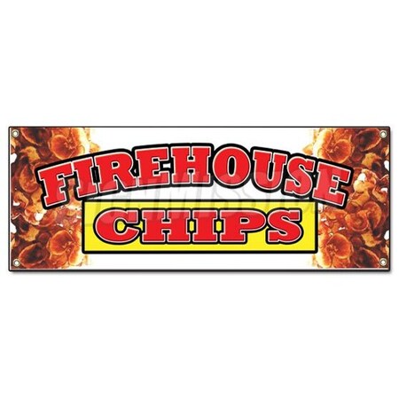 Signmission FIREHOUSE CHIPS BANNER SIGN chips restaurant snacks subs ...