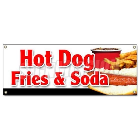 Signmission HOT DOG FRIES & SODA BANNER SIGN all beef drink frank meal ...