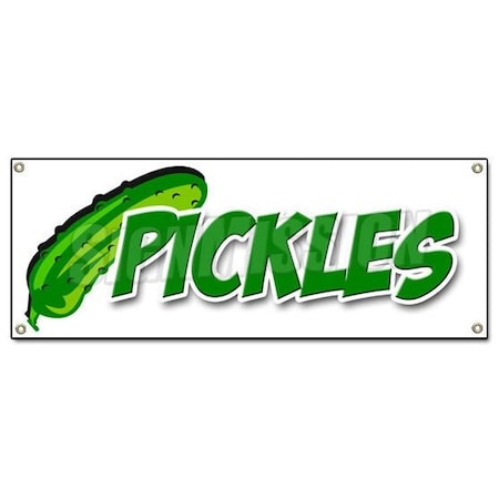 Signmission PICKLES BANNER SIGN sour fried dill kosher pickle barrel ...
