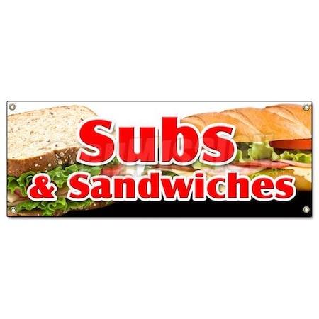 Signmission SUBS & SANDWICHES BANNER SIGN hero hoagie huge homemade ...