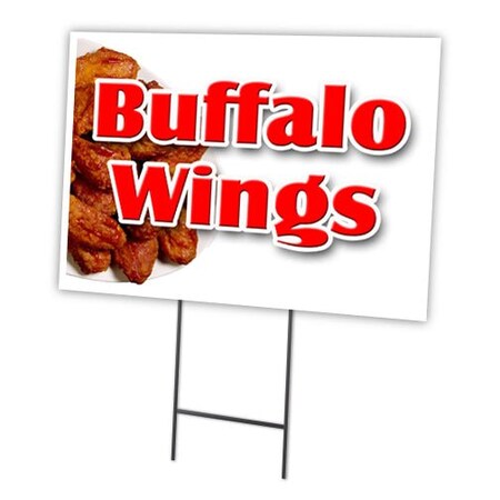 Signmission Buffalo Wings Yard Sign & Stake outdoor plastic coroplast ...