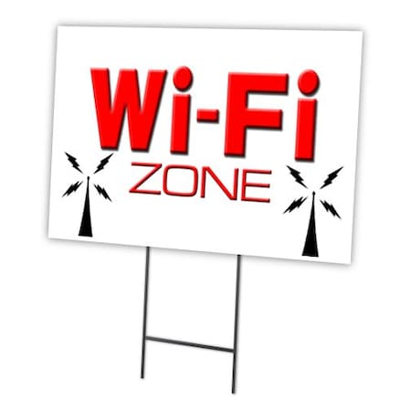 Signmission Wi-fi Zone Yard Sign & Stake outdoor plastic coroplast ...