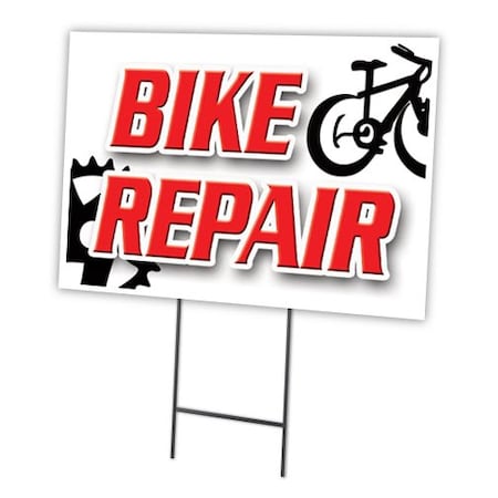 Signmission Bike Repair Yard Sign & Stake outdoor plastic coroplast ...