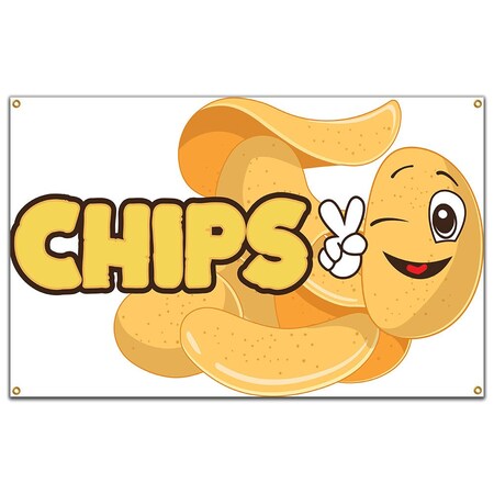 Signmission Chips 2 Banner Concession Stand Food Truck Single Sided B ...
