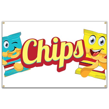 Signmission Chips Banner Concession Stand Food Truck Single Sided B ...