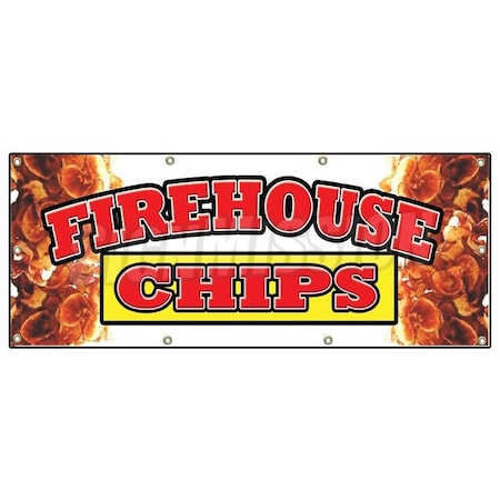 Signmission FIREHOUSE CHIPS BANNER SIGN chips restaurant snacks subs ...