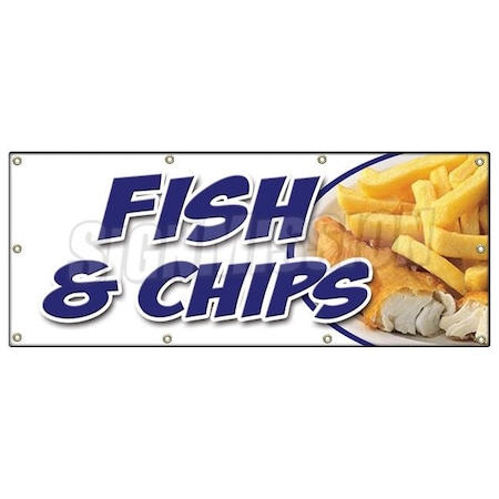 Signmission FISH & CHIPS BANNER SIGN cod haddock white deep fried chips ...