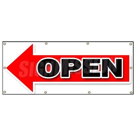Signmission GIANT LEFT OPEN ARROW BANNER SIGN turn here sale follow ...