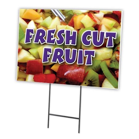Signmission Fresh Cut Fruit Yard Sign & Stake outdoor plastic coroplast ...