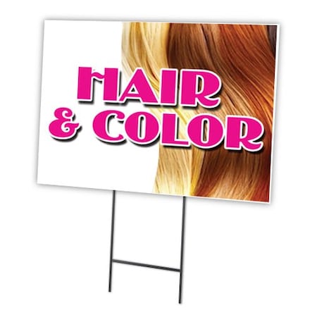 Signmission Hair & Color Yard Sign & Stake outdoor plastic coroplast ...