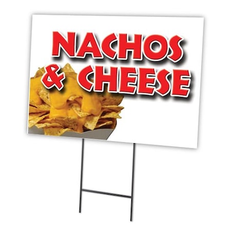 Signmission Nachos & Cheese Yard Sign & Stake outdoor plastic coroplast ...