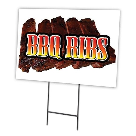 Signmission Bbq Ribs Yard Sign & Stake outdoor plastic coroplast window ...
