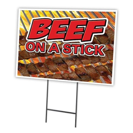 Signmission Beef On A Stick Yard Sign & Stake outdoor plastic coroplast ...