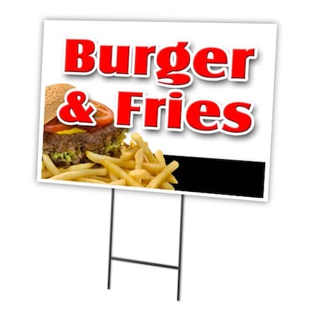 Signmission Burger & Fries Yard Sign & Stake outdoor plastic coroplast ...