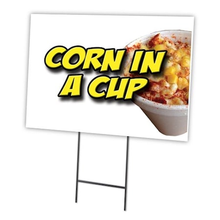 Signmission Corn In A Cup Yard Sign & Stake outdoor plastic coroplast ...