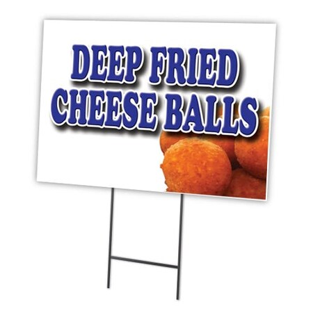 Signmission Deep Fried Cheese Balls Yard & Stake outdoor plastic ...