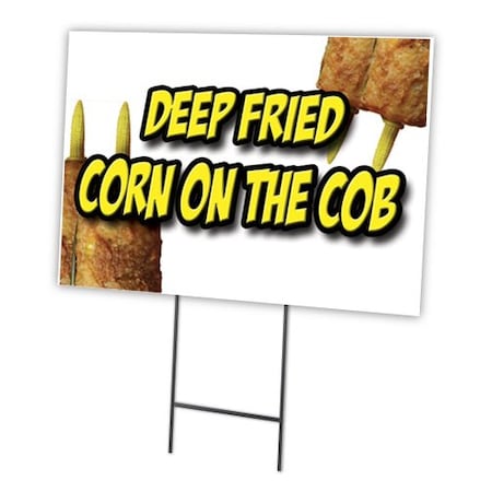 Signmission Deep Fried Corn On Cob Yard & Stake outdoor plastic ...