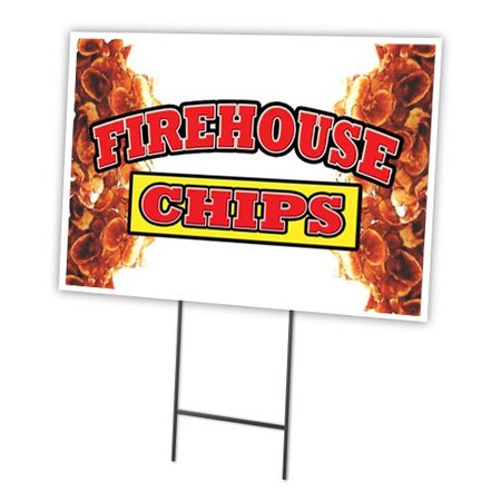 Signmission Firehouse Chips Yard Sign & Stake outdoor plastic coroplast ...