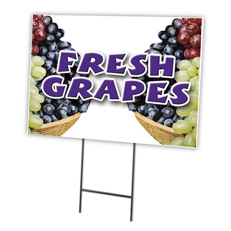 Signmission Fresh Grapes Yard Sign & Stake outdoor plastic coroplast ...