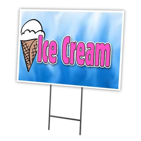 Signmission Ice Cream 1 Yard Sign & Stake outdoor plastic coroplast ...