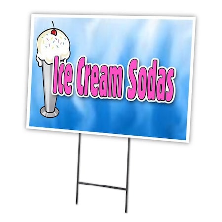 Signmission Ice Cream Sodas Yard Sign & Stake outdoor plastic coroplast ...